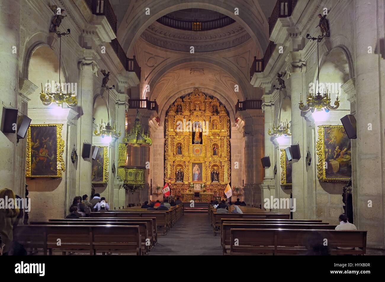Peru, Arequipa, Main Altar in la Compania Church Stock Photo - Alamy