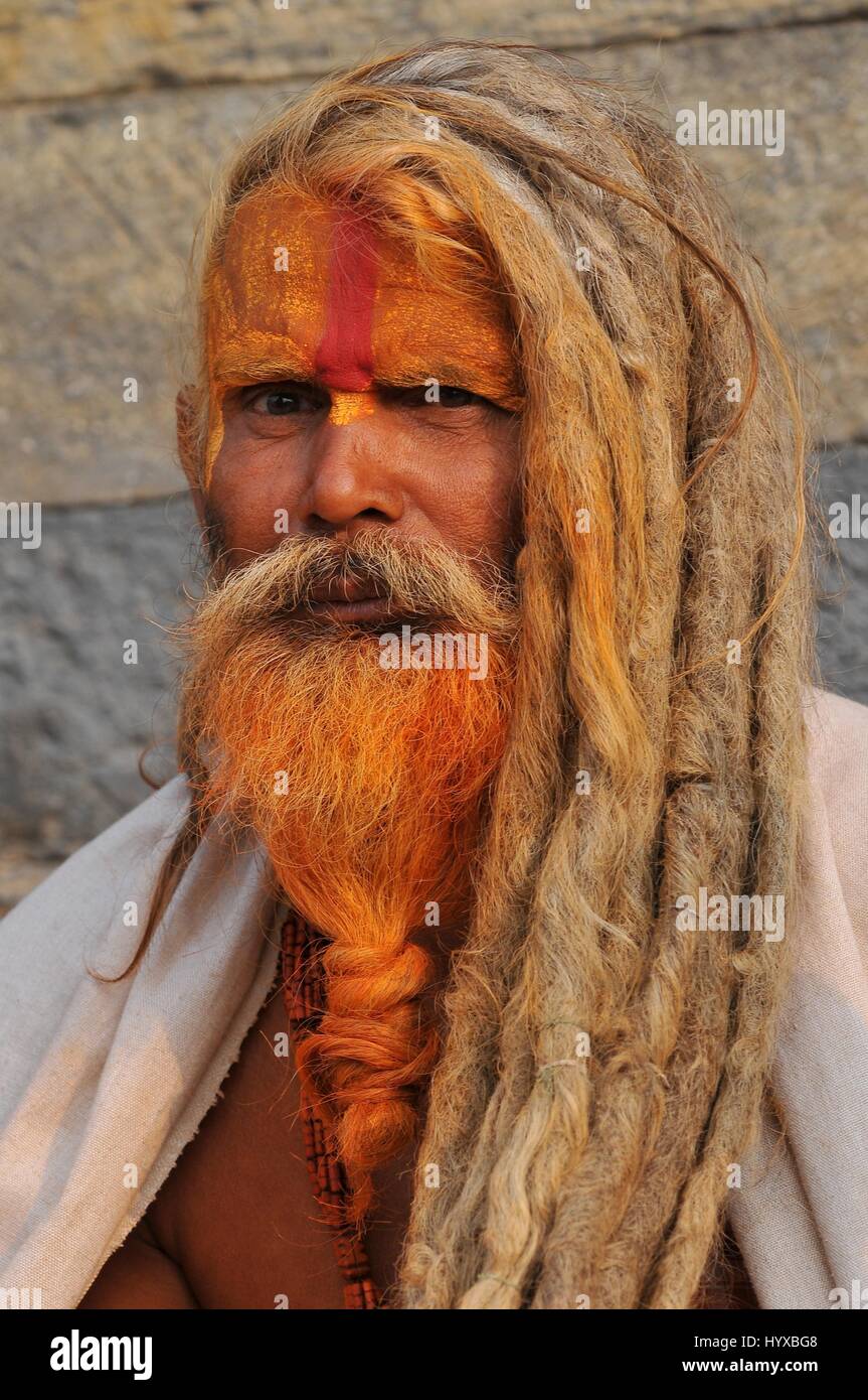 Nepal, Kathmandu, Sadhu holy man in Pashupatinath temple Stock Photo ...