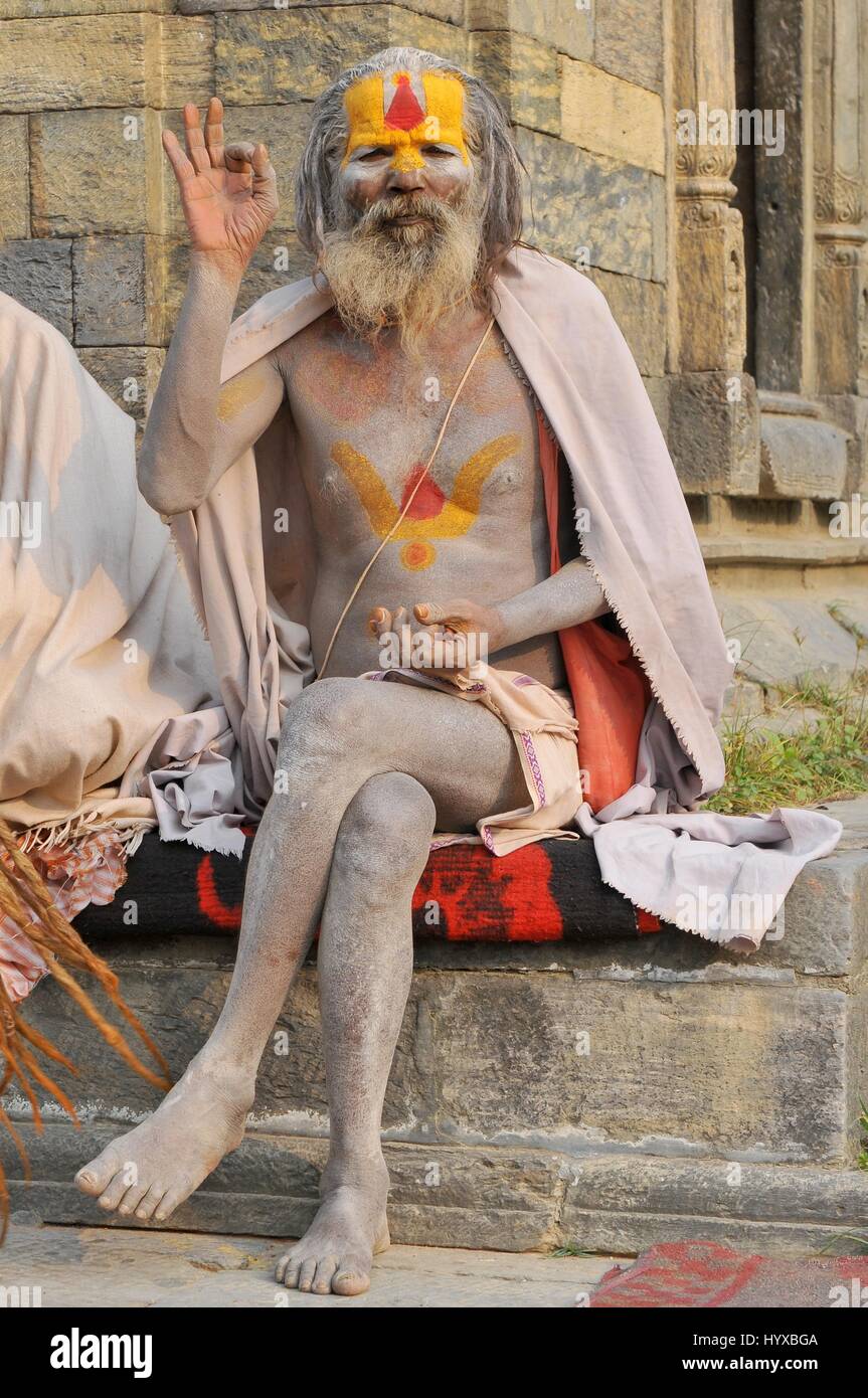 Nepal, Kathmandu, Sadhu holy man in Pashupatinath temple Stock Photo ...