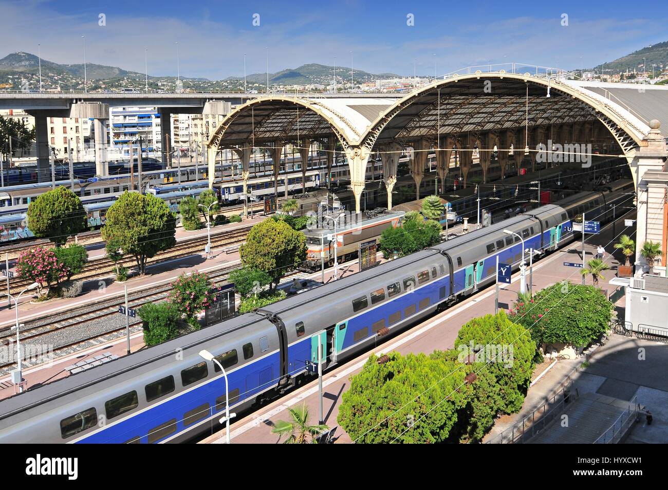 View from Above of the Nice-Ville train station and TGV Trains in Nice ...