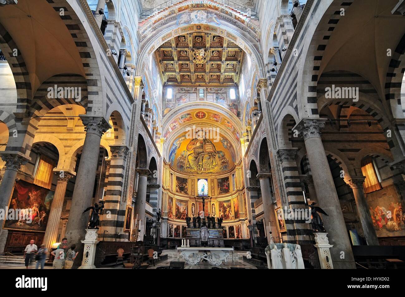 Interior view of the Cathedral of Pisa. Piazza dei miracoli, Pisa ...
