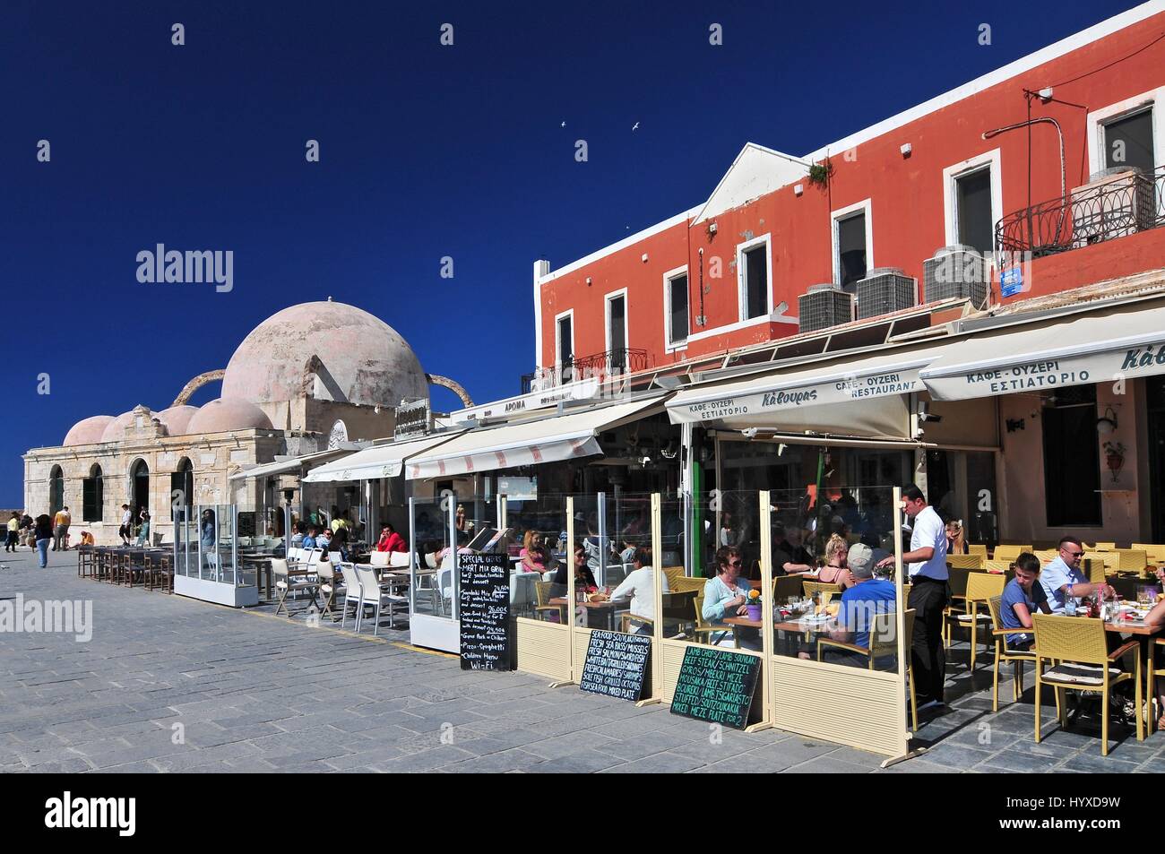 Seafront Cafes and Restaurants in the Old Venetian Harbour, Chania ...