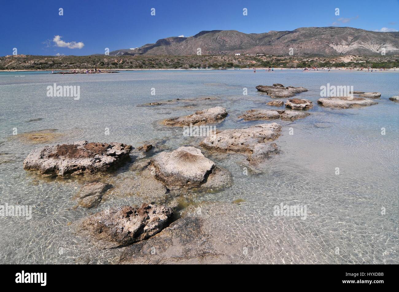 Elafonisos beach on the south-west coast of Crete island in Greece ...