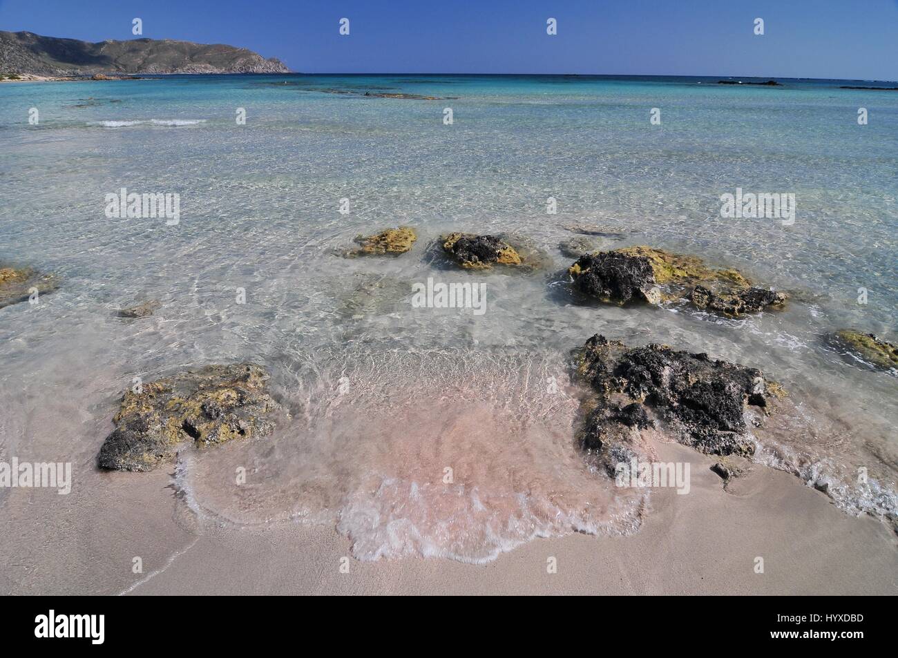 Elafonisos beach on the south-west coast of Crete island in Greece ...
