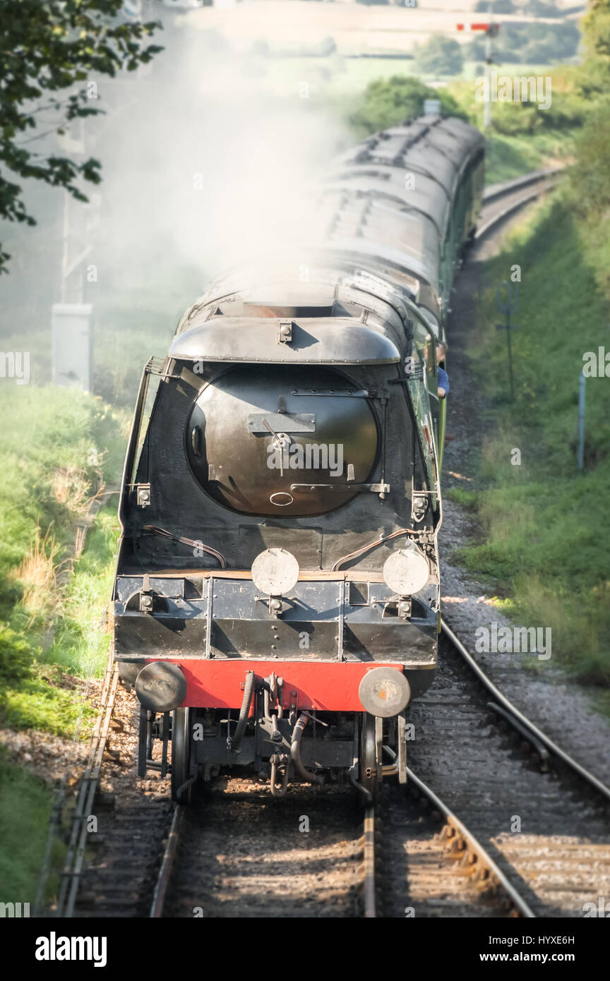 vintage steam locomotive passing a junction point Stock Photo - Alamy