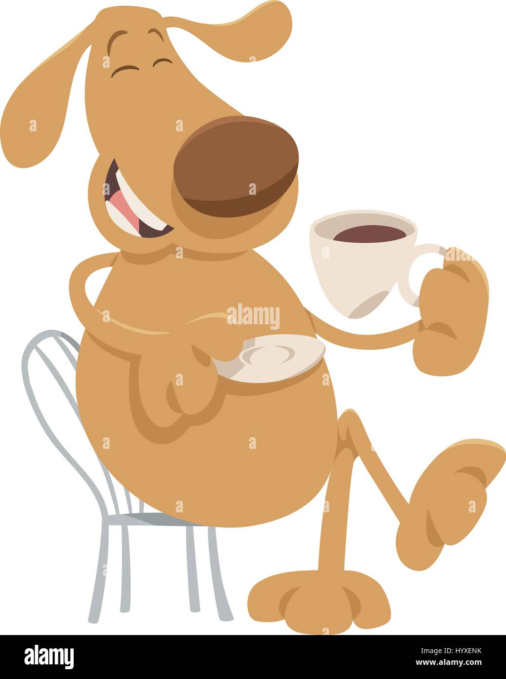 Cartoon Illustration of Dog Animal Character with Cup of Coffee Stock ...