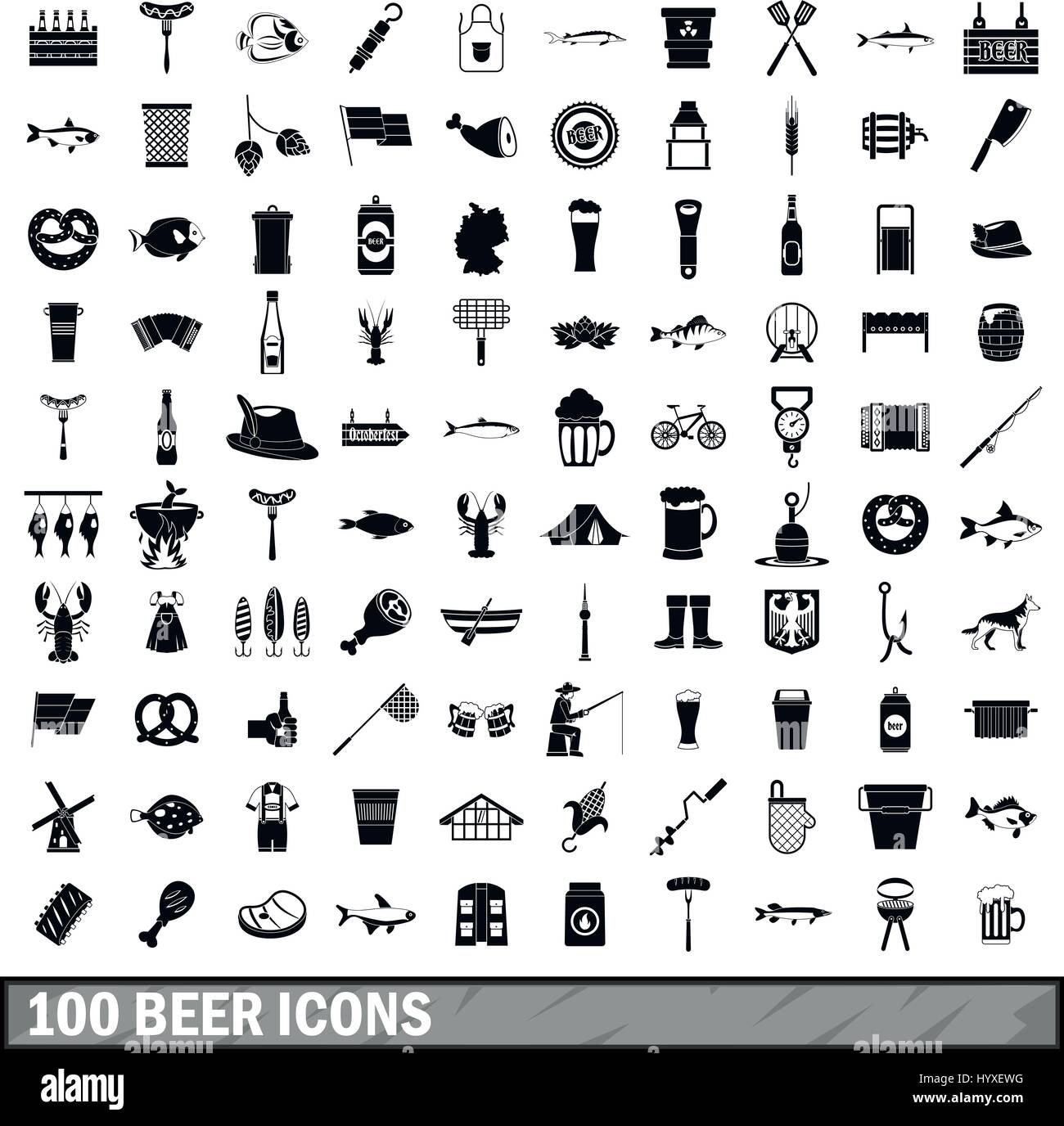 100 beer icons set, simple style Stock Vector Image & Art - Alamy