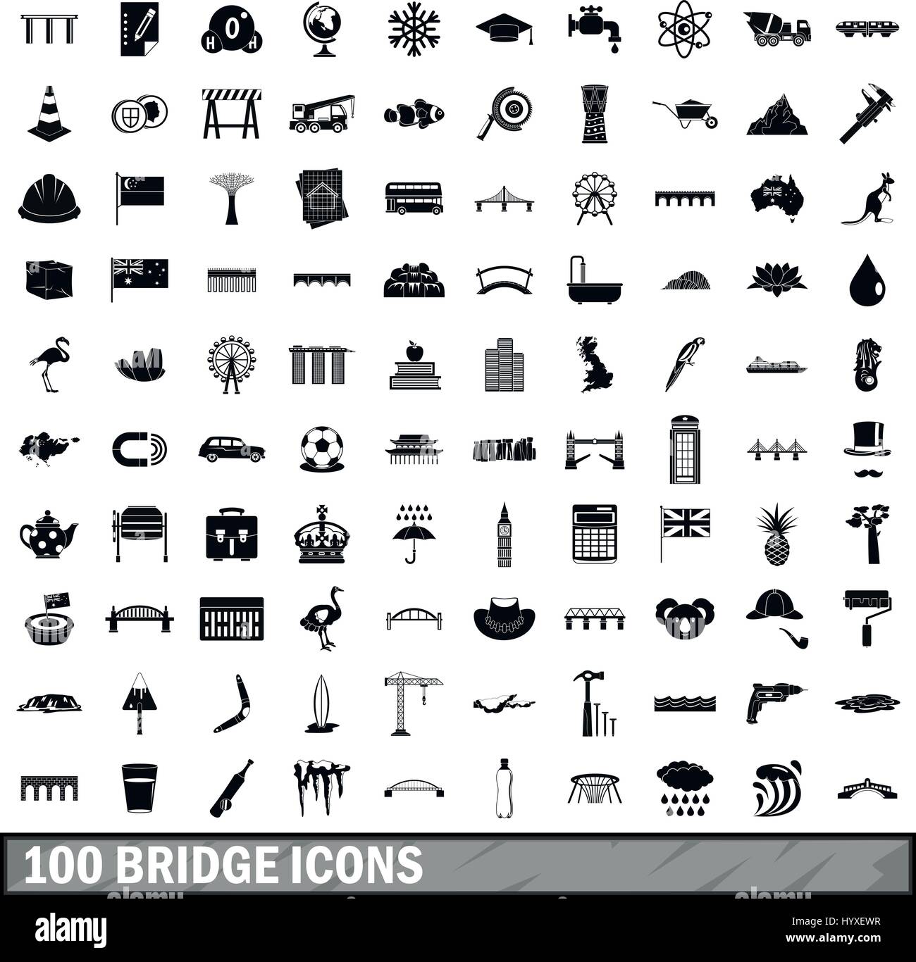 100 bridge icons set, simple style Stock Vector Image & Art - Alamy