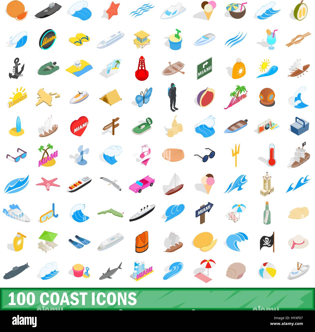 100 coast icons set, isometric 3d style Stock Vector Image & Art - Alamy