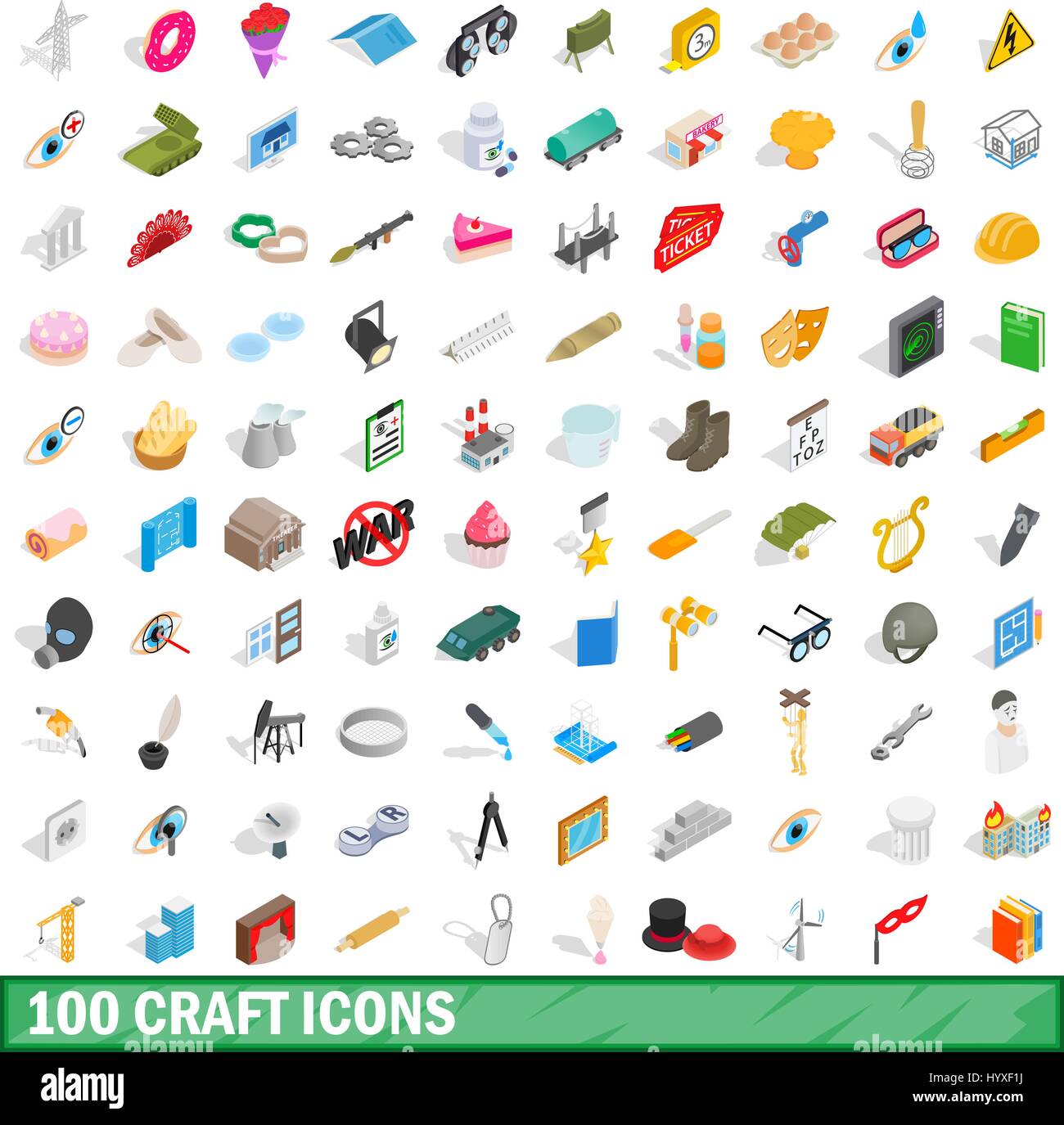 100 craft icons set, isometric 3d style Stock Vector Image & Art - Alamy