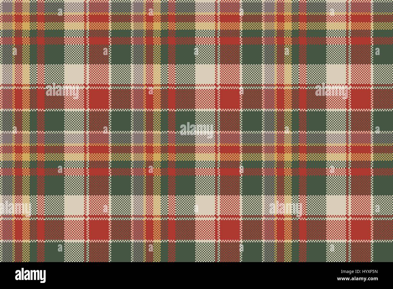 Pixel fabric texture classic plaid seamless pattern. Vector ...