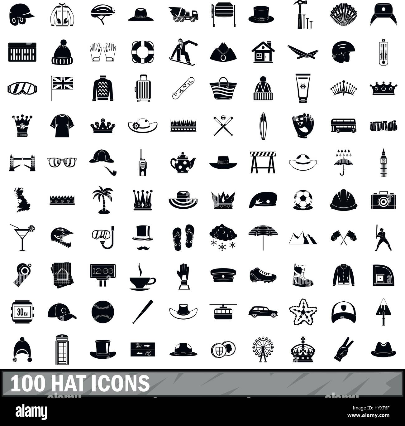 100 hat icons set, simple style Stock Vector Image & Art - Alamy