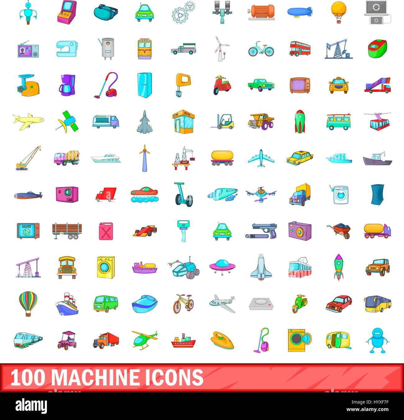 100 machine icons set, cartoon style Stock Vector Image & Art - Alamy