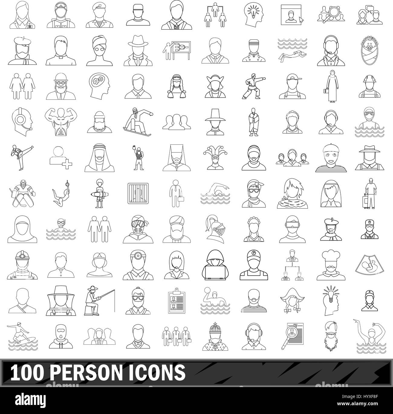 100 person icons set, outline style Stock Vector Image & Art - Alamy