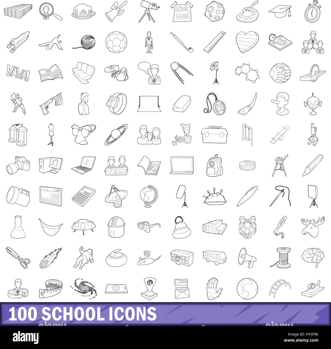 100 school icons set, outline style Stock Vector Image & Art - Alamy