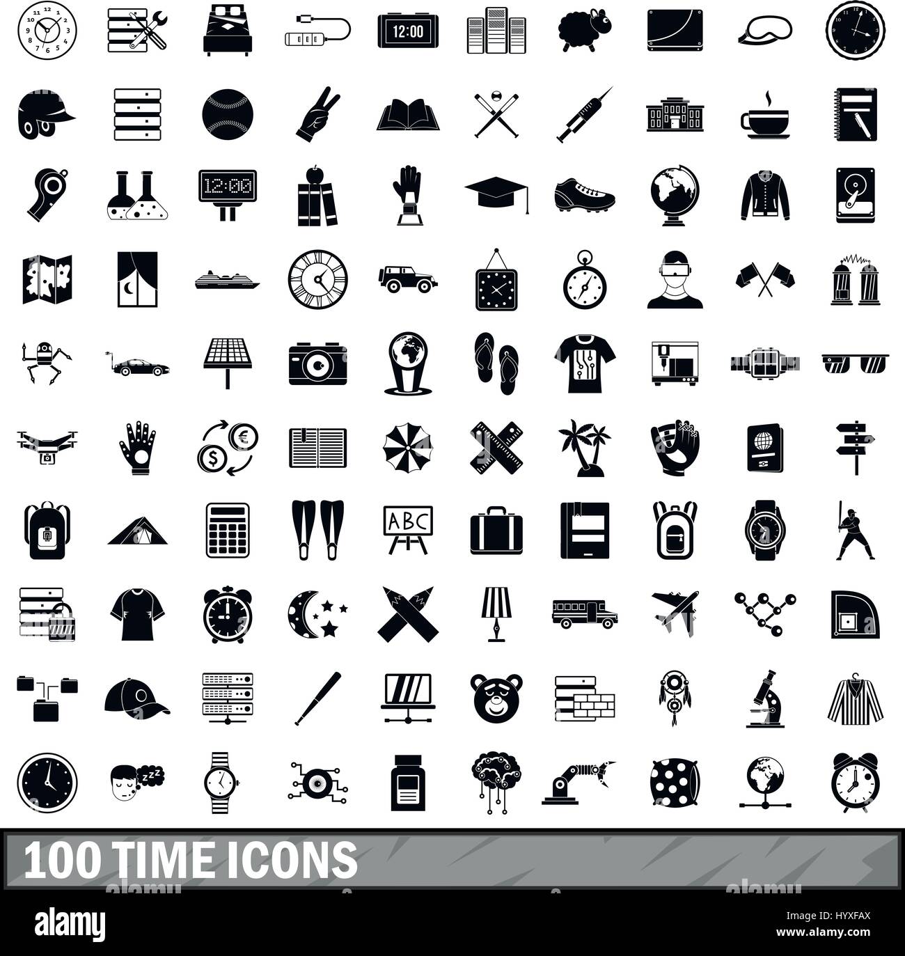 100 time icons set, simple style Stock Vector Image & Art - Alamy