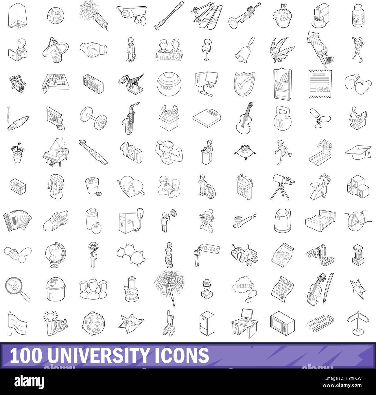 100 university icons set, outline style Stock Vector Image & Art - Alamy