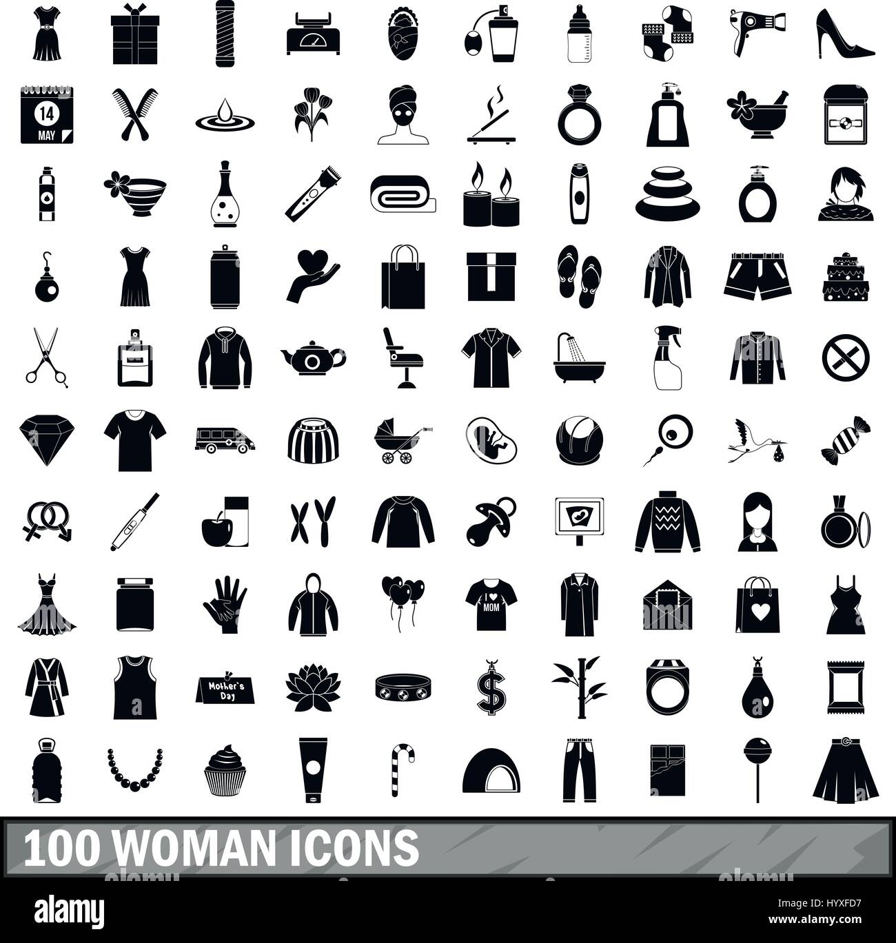 100 woman icons set, simple style Stock Vector Image & Art - Alamy