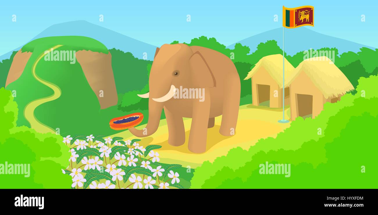 Sri Lanka horizontal banner travel, cartoon style Stock Vector Image ...
