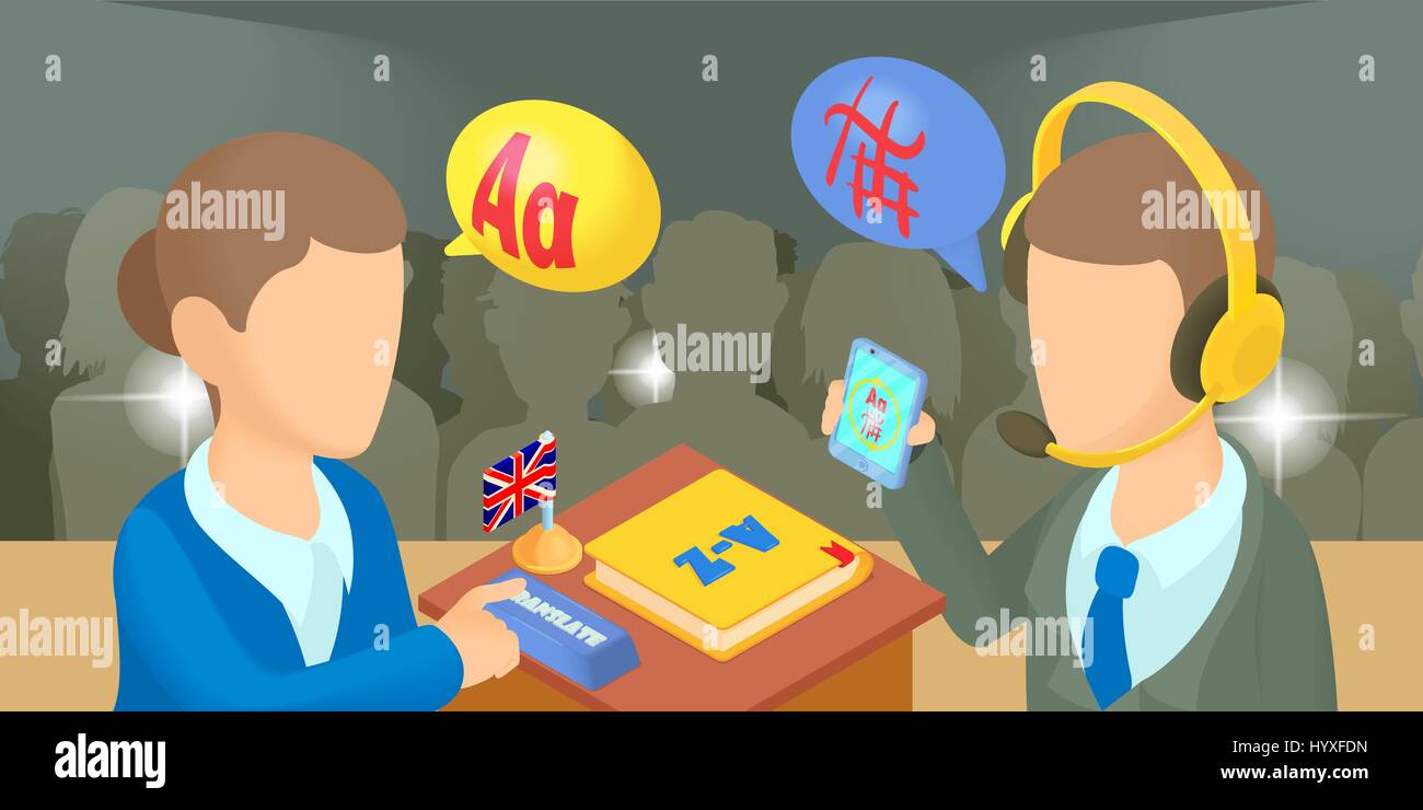 Translator horizontal banner, cartoon style Stock Vector Image & Art ...