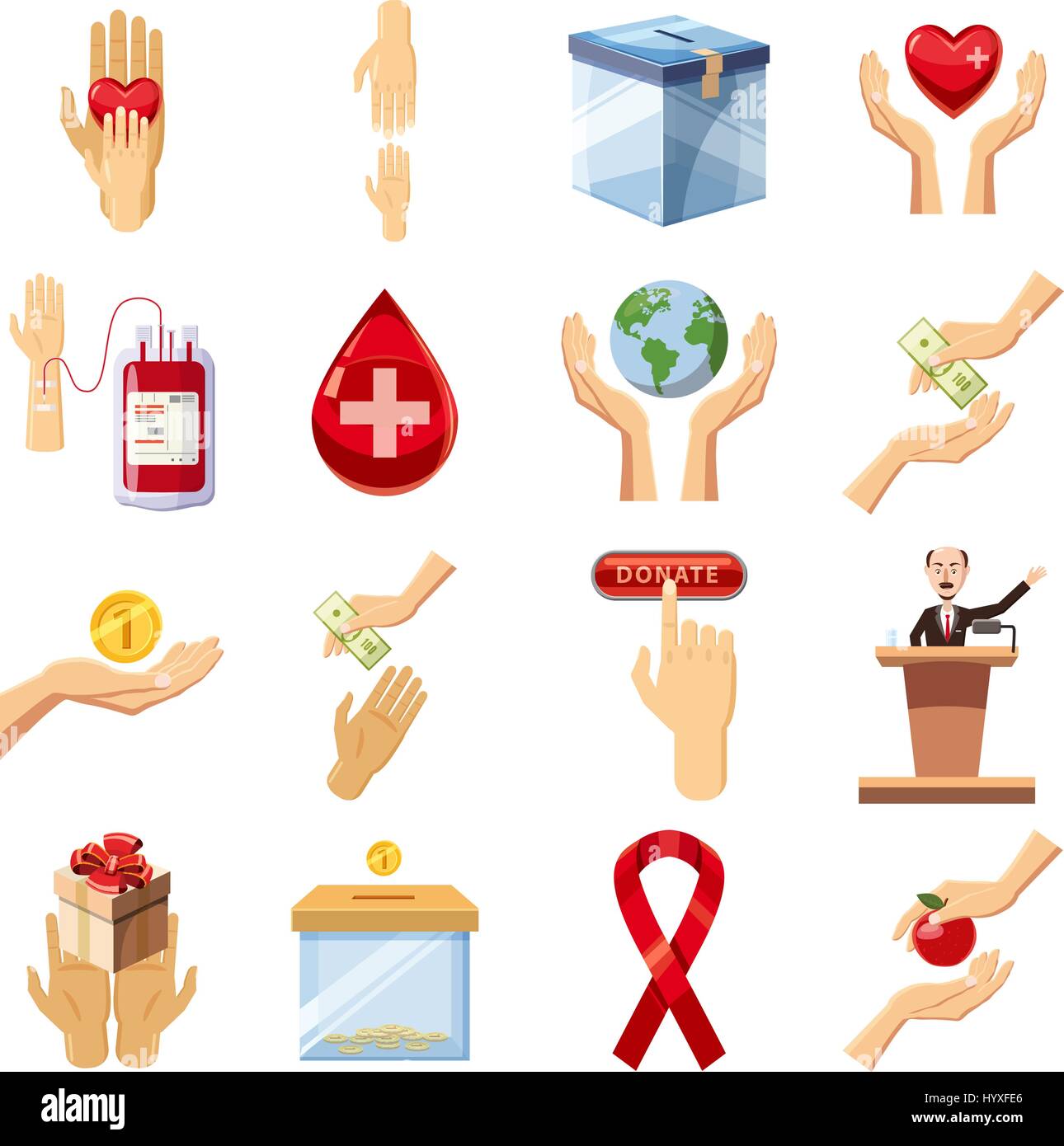 Charity icons set, cartoon style Stock Vector Image & Art - Alamy