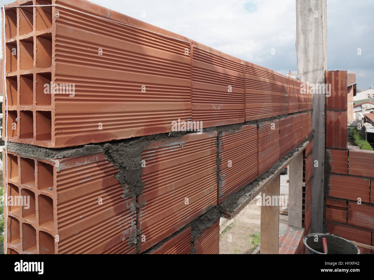 Wall Brick Of Building Construction House Stock Photo - Alamy