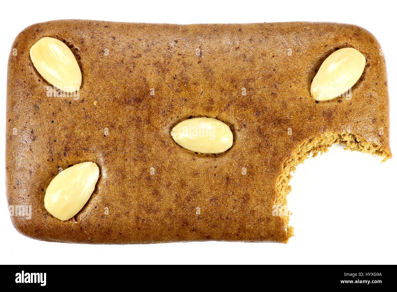 gingerbread with almonds isolated on white background Stock Photo - Alamy