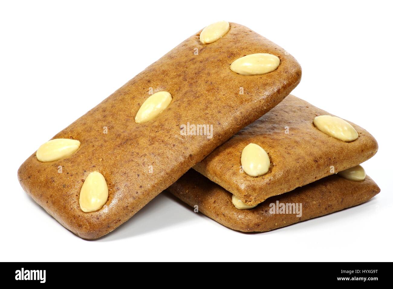 gingerbread with almonds isolated on white background Stock Photo - Alamy