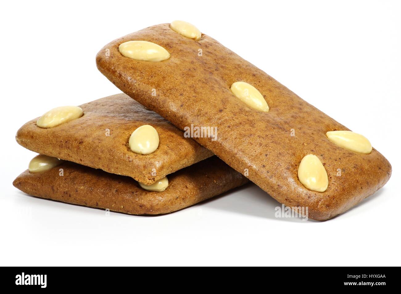 gingerbread with almonds isolated on white background Stock Photo - Alamy