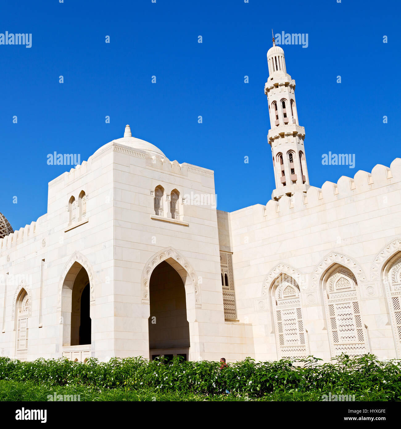 minaret and religion in clear sky in oman muscat the old mosque Stock ...
