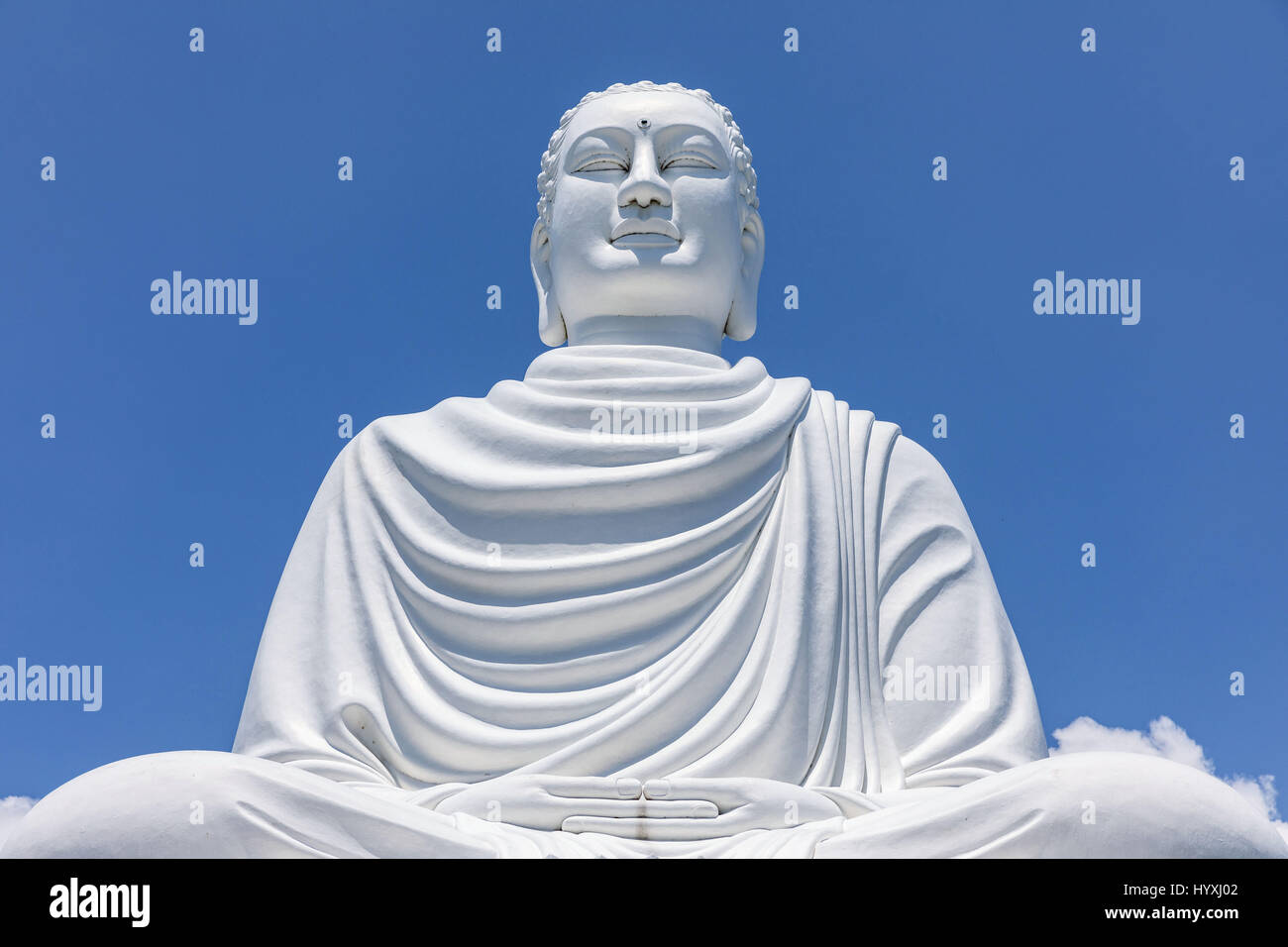 White Buddha Statue at Long Son Pagoda in sunny day at Nha Trang ...