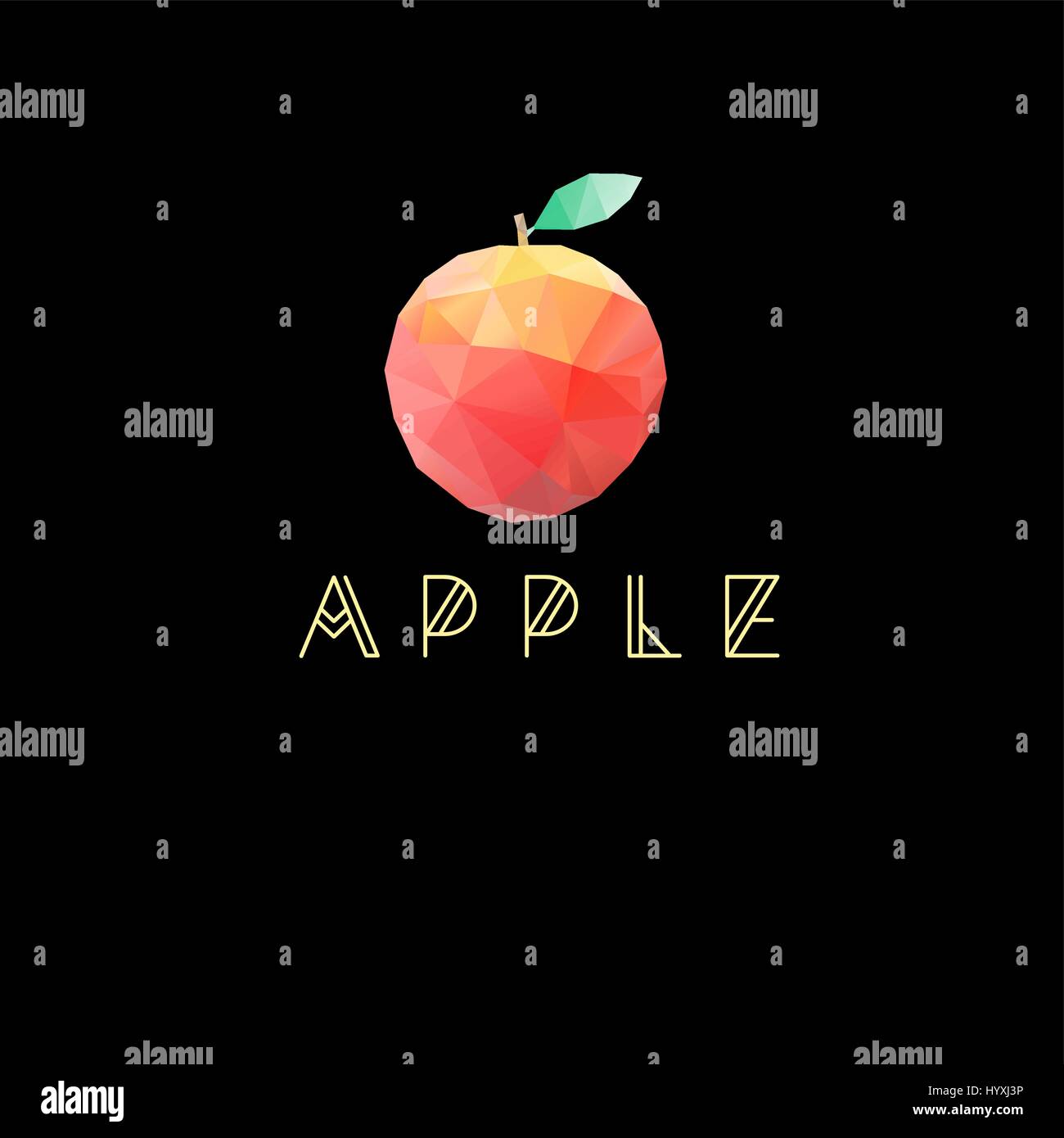 Geometric vector symbol apple on a dark background Stock Vector Image ...