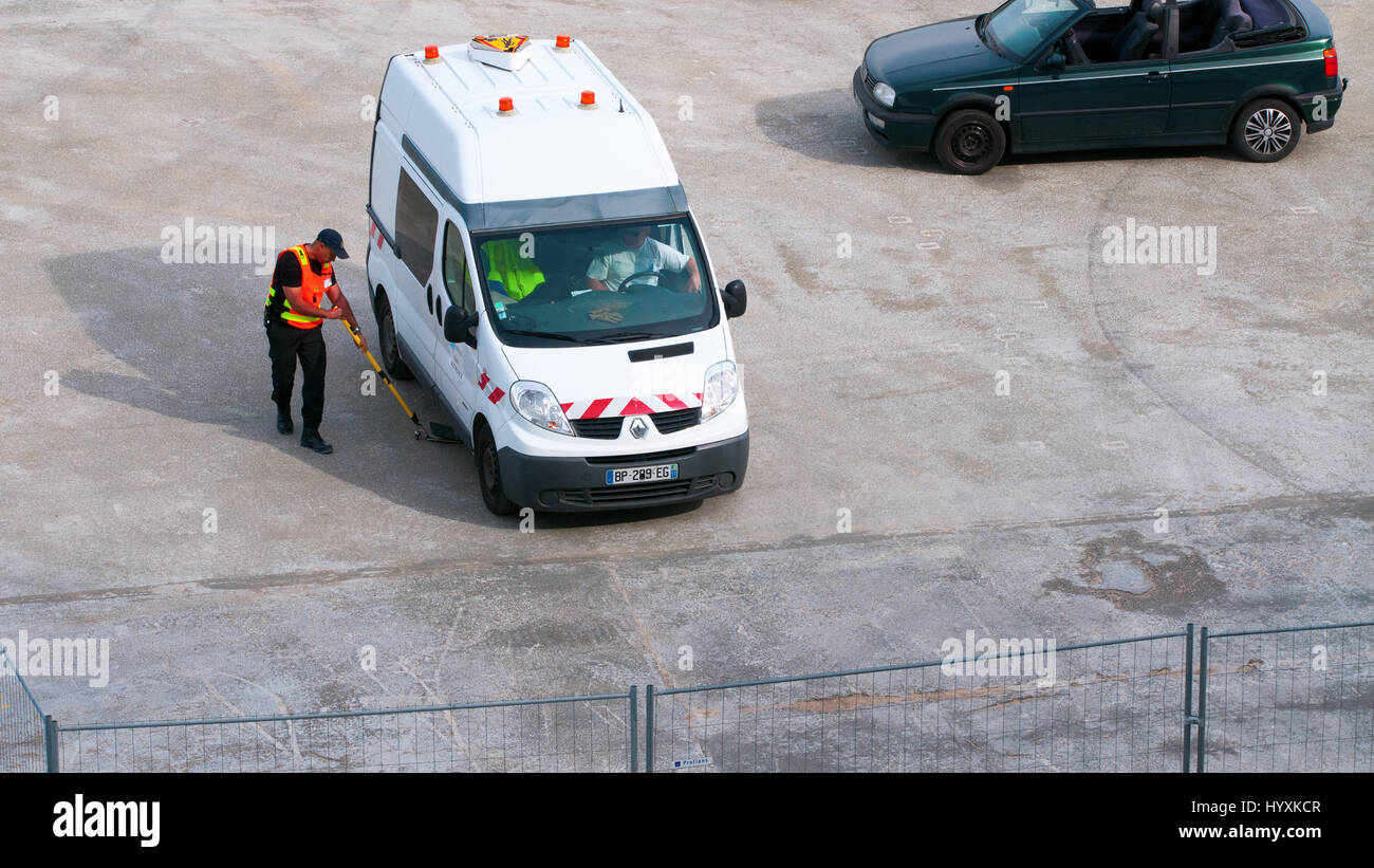 European security check point, checking for foreign objects and devices ...