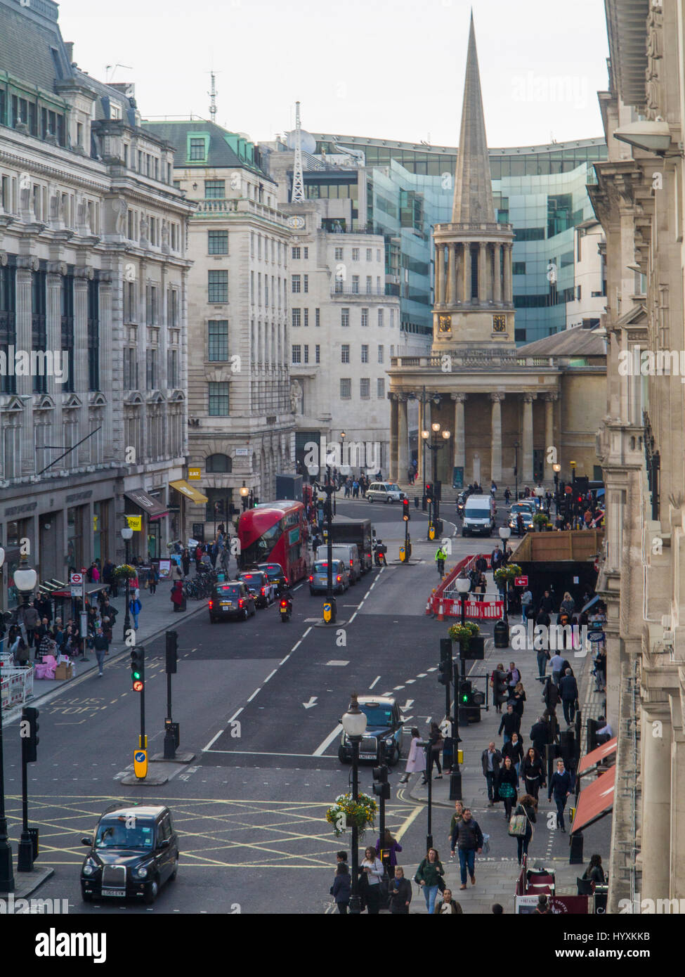 Looking towards the BBC building on Regent Street Stock Photo - Alamy