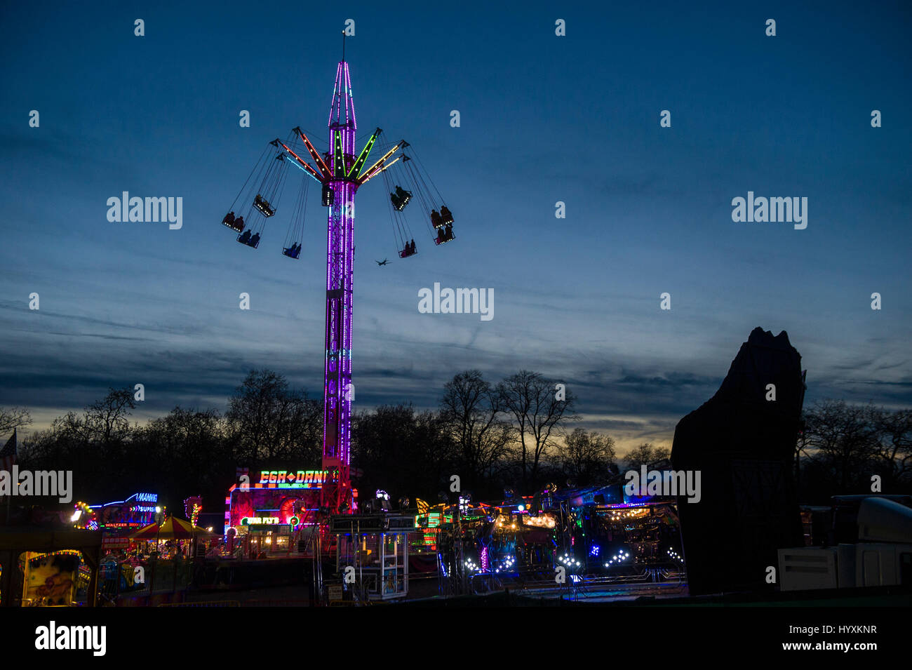 A high ride at a funfair in London Stock Photo - Alamy