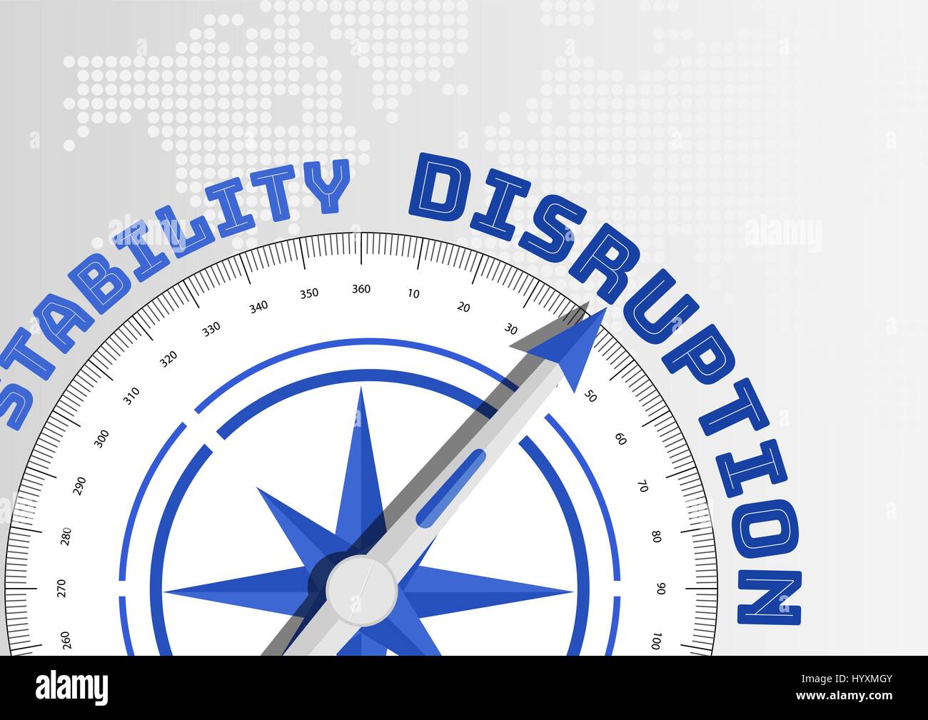 Disruption concept with compass pointing towards text Stock Vector ...