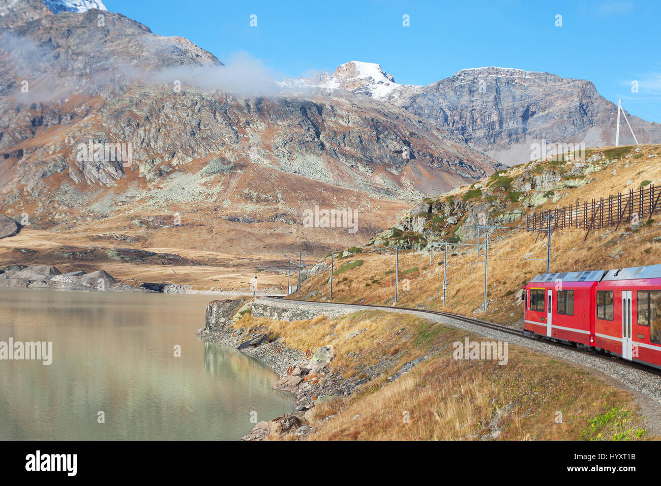 Train in Alps, Switzerland Stock Photo - Alamy