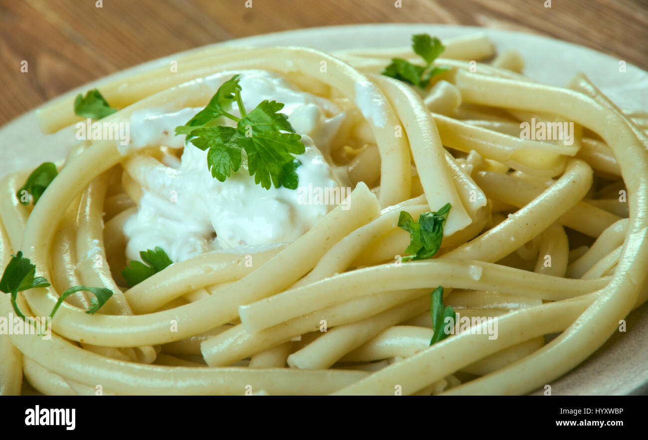 macaroni with mozzarella cheese.Italian Cuisine Stock Photo - Alamy