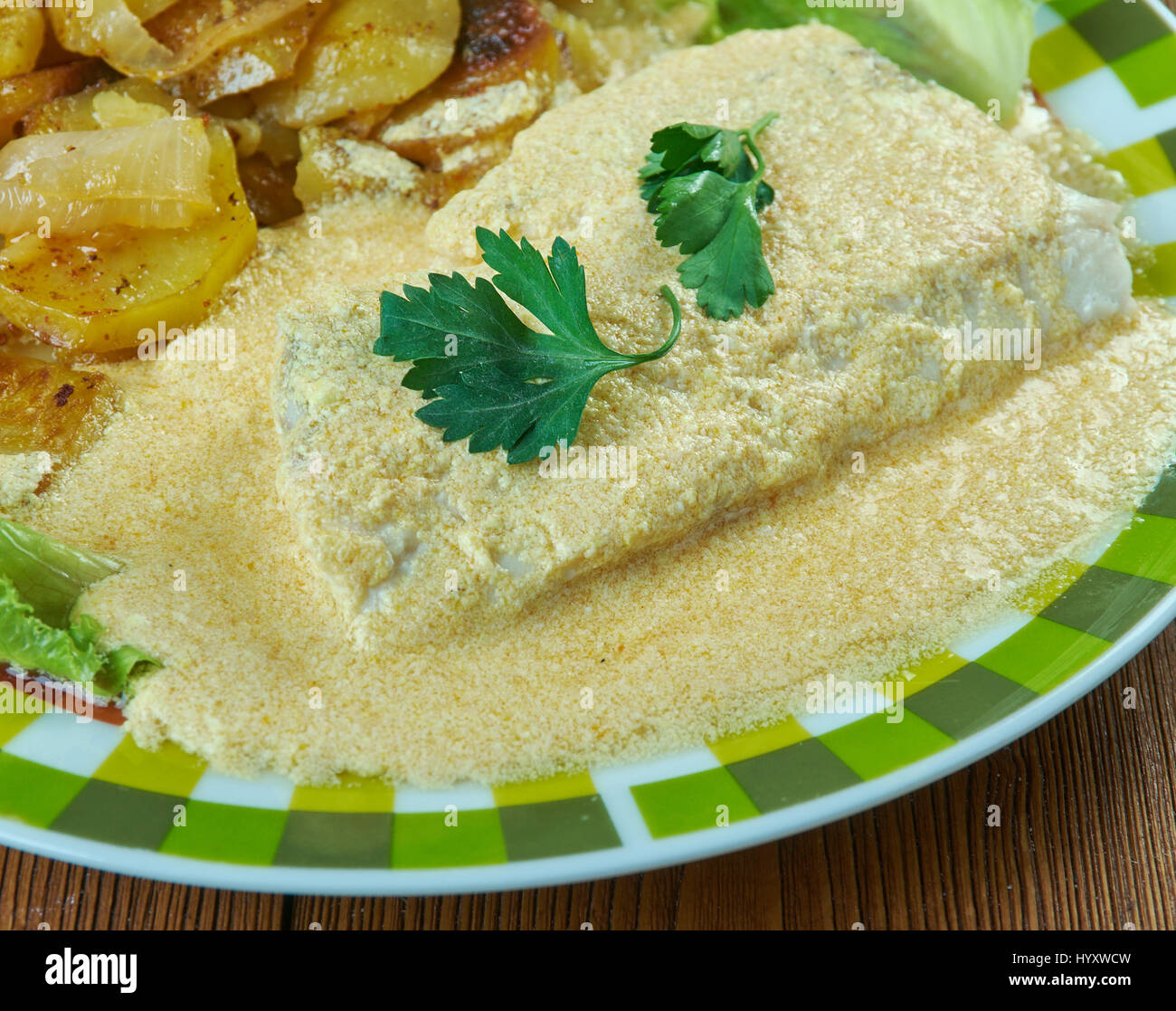 Apelsinfisk - pollock with orange sauce.Norwegian cuisine Stock Photo ...