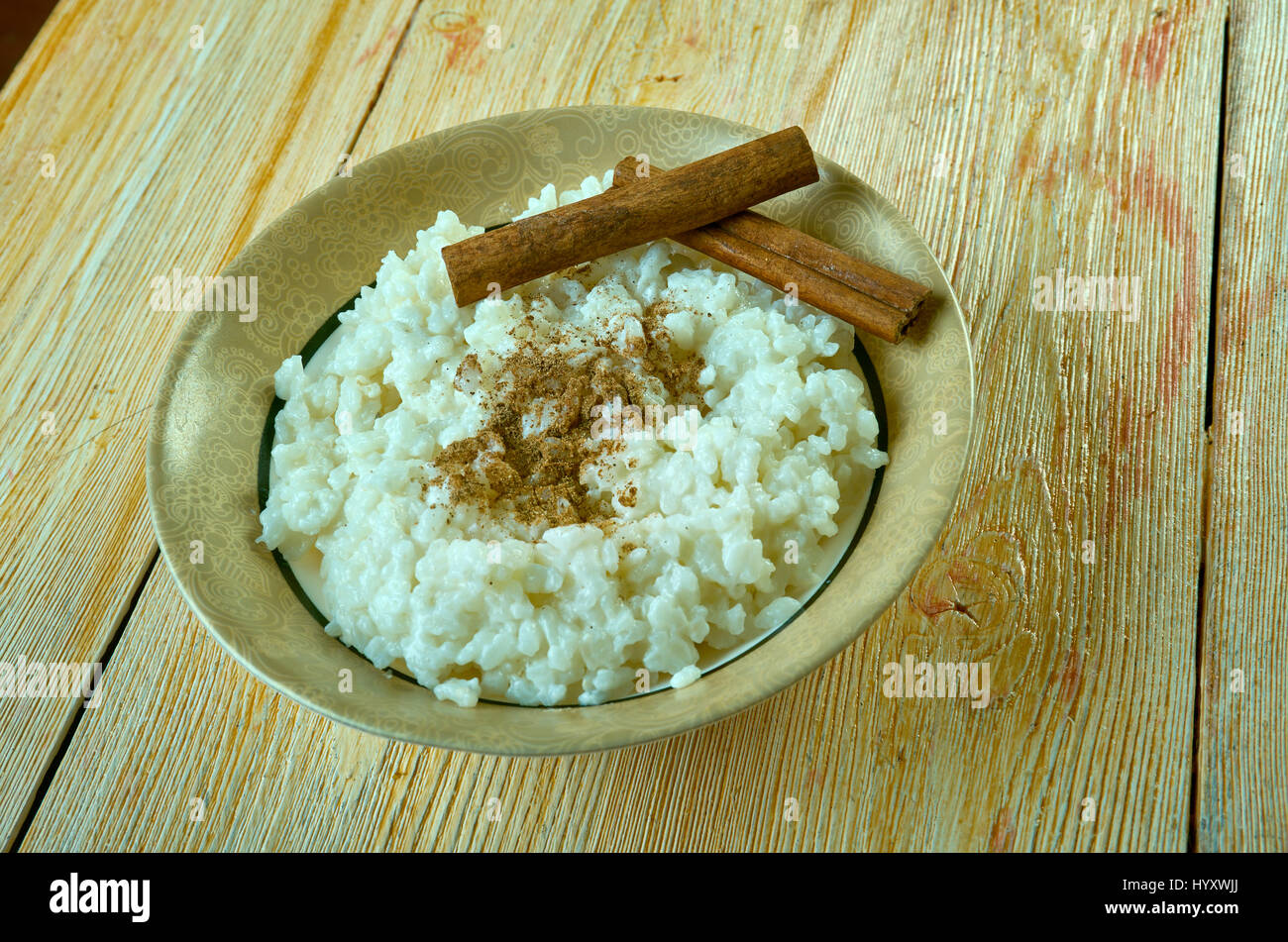 Sutlijash - Macedonian rice pudding. close up Stock Photo - Alamy
