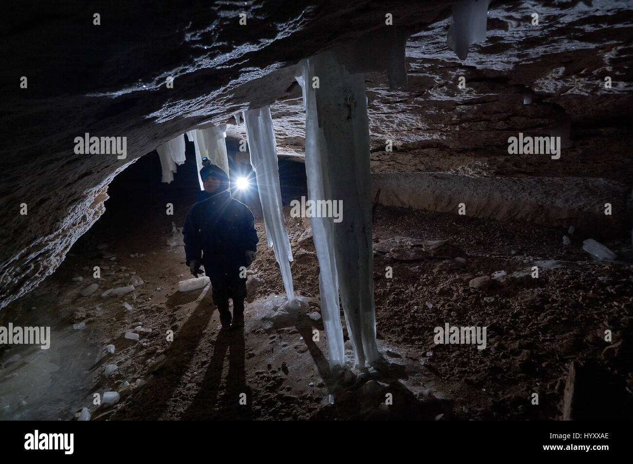 Little Boy Speleotourist Cave in the Pinega region .Arhangelsk region ...