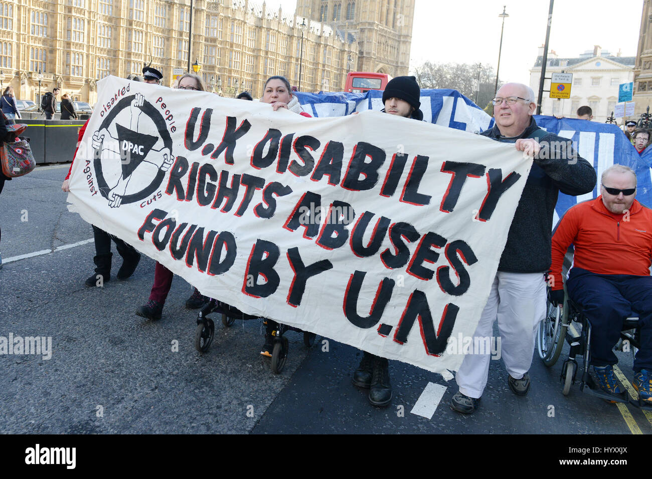 Disabled People Against Cuts blocked traffic outside Parliament in ...