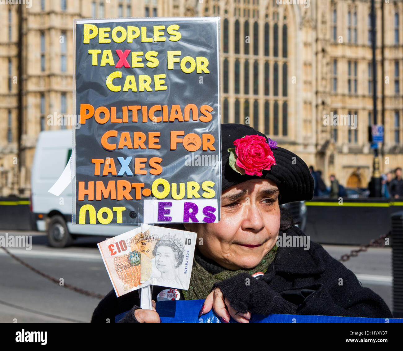 Disabled people protest cuts to benefits outside Parliament, London, UK ...