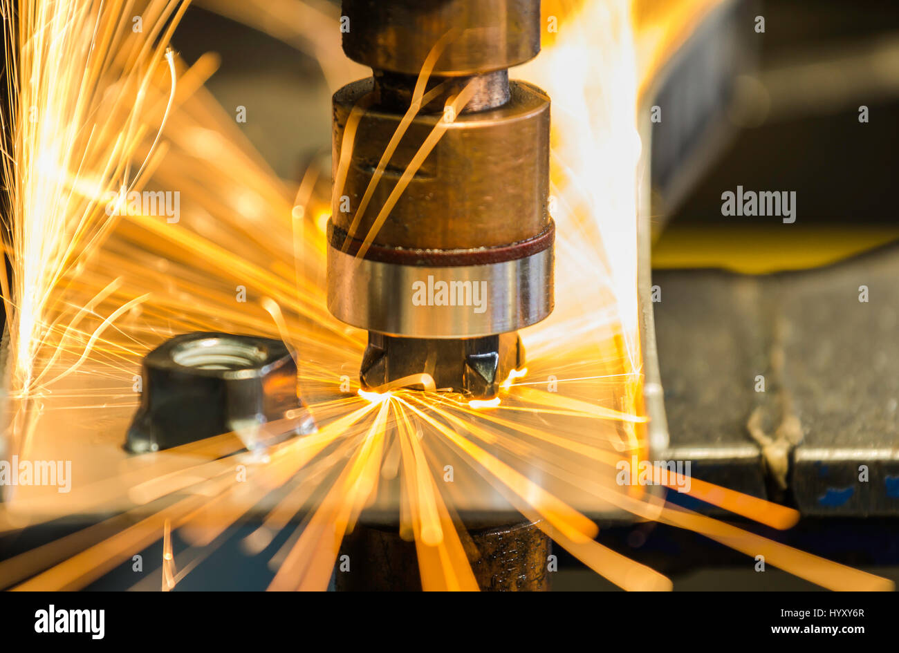 Nut welding to automotive part Stock Photo - Alamy
