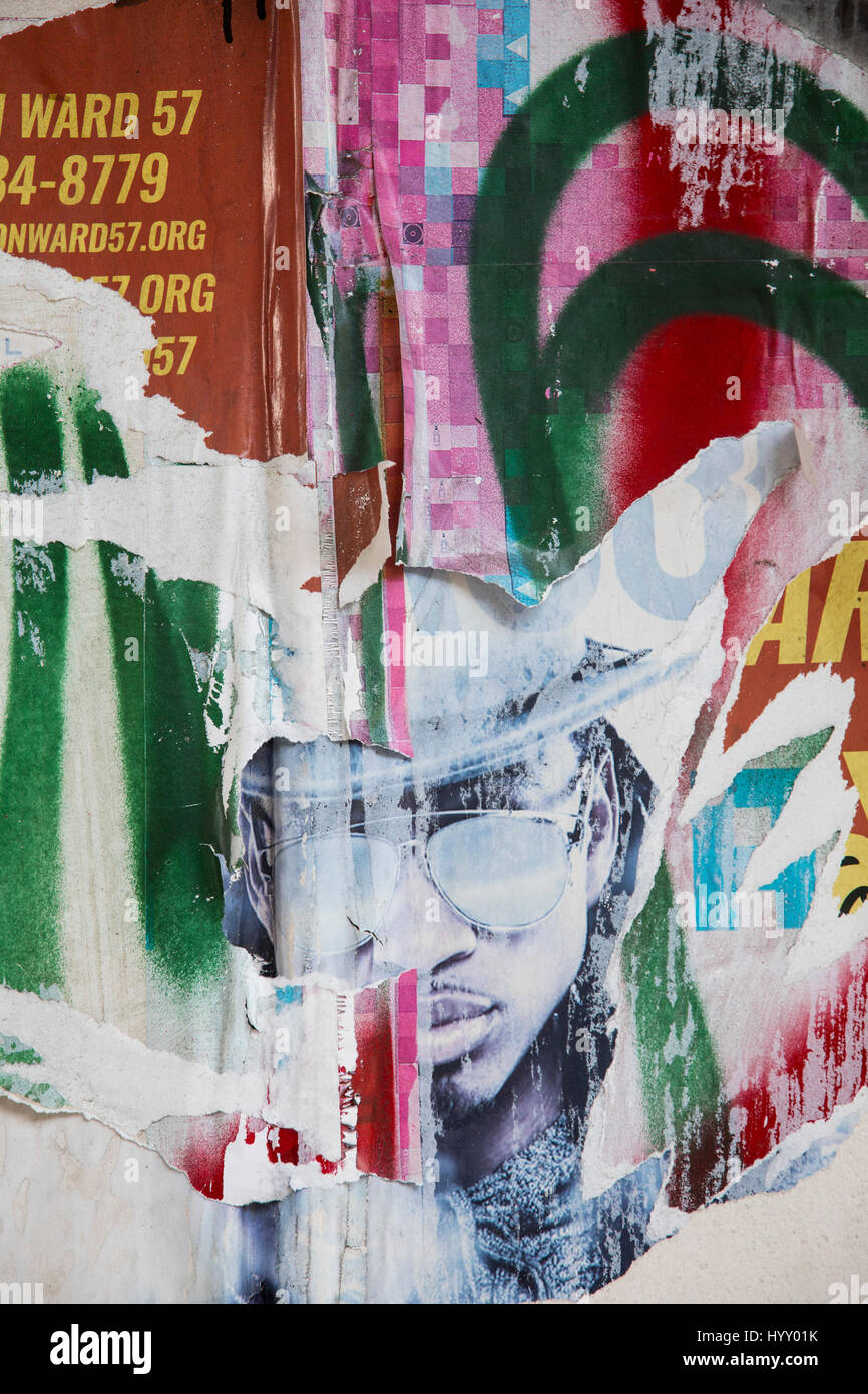 posters, overlapping, downtown Los Angeles, California, USA Stock Photo ...