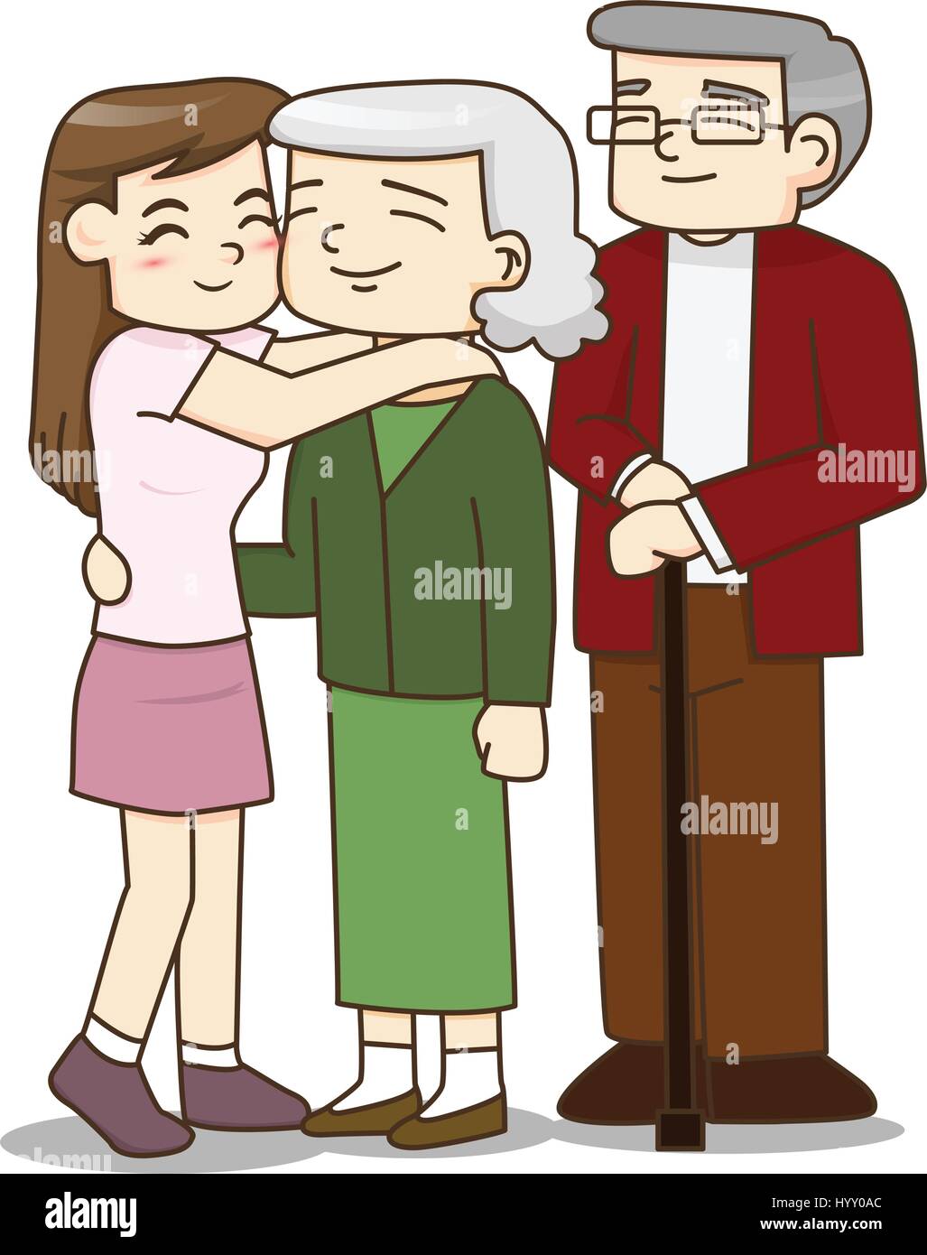 Happy family, senior couple with pretty daughter Stock Vector Image ...