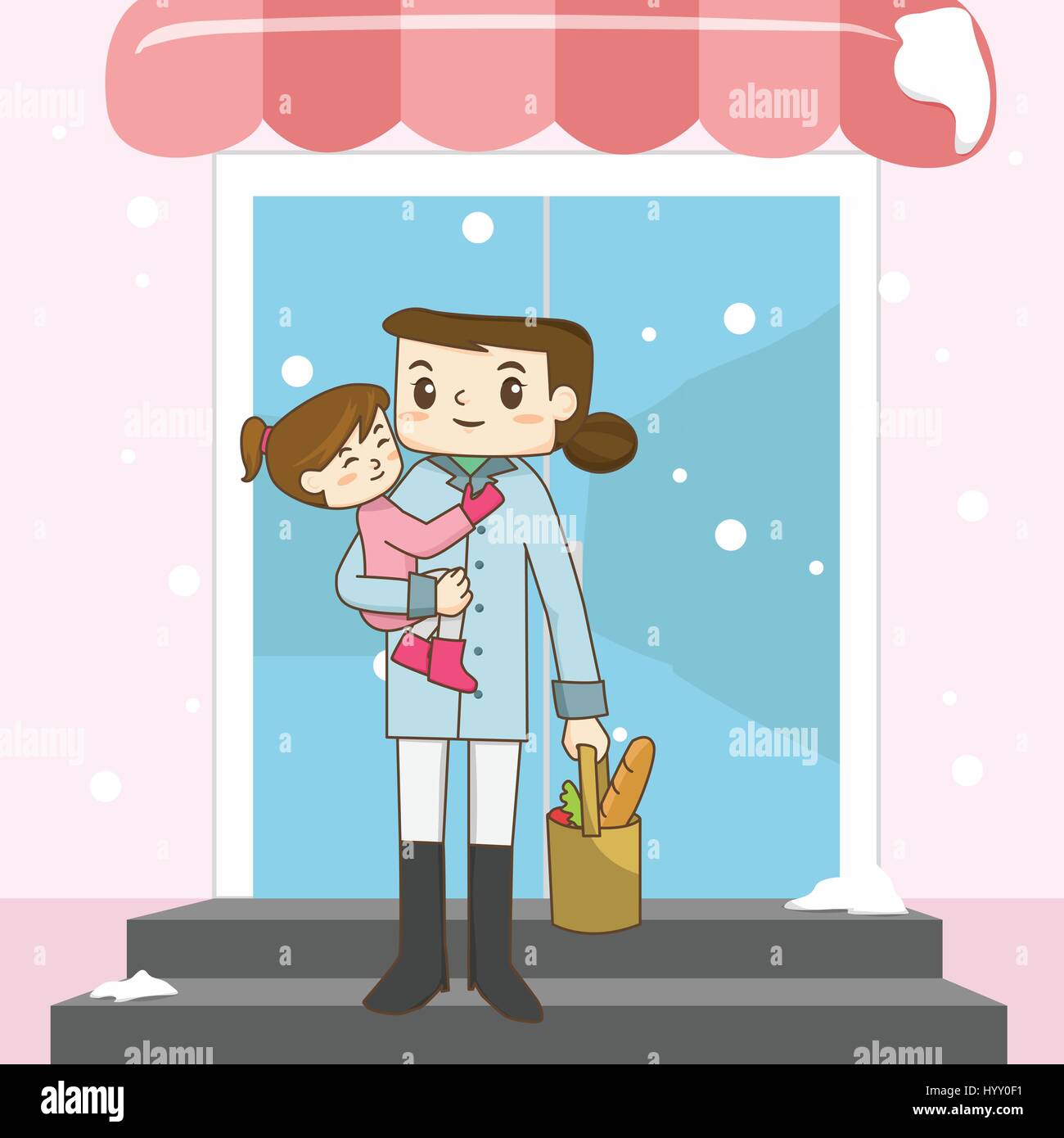Cartoon mother daughter in winter hi-res stock photography and images ...