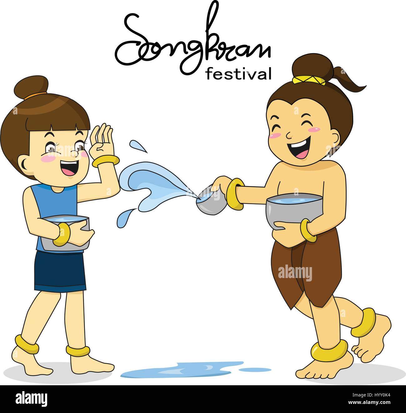 Songkran Festival in Thailand, cartoon vector Stock Vector Image & Art ...