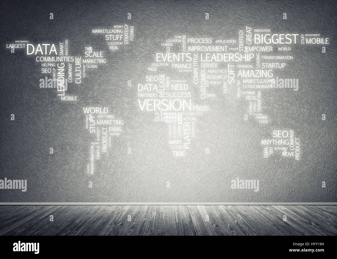 World map in typography Stock Photo - Alamy