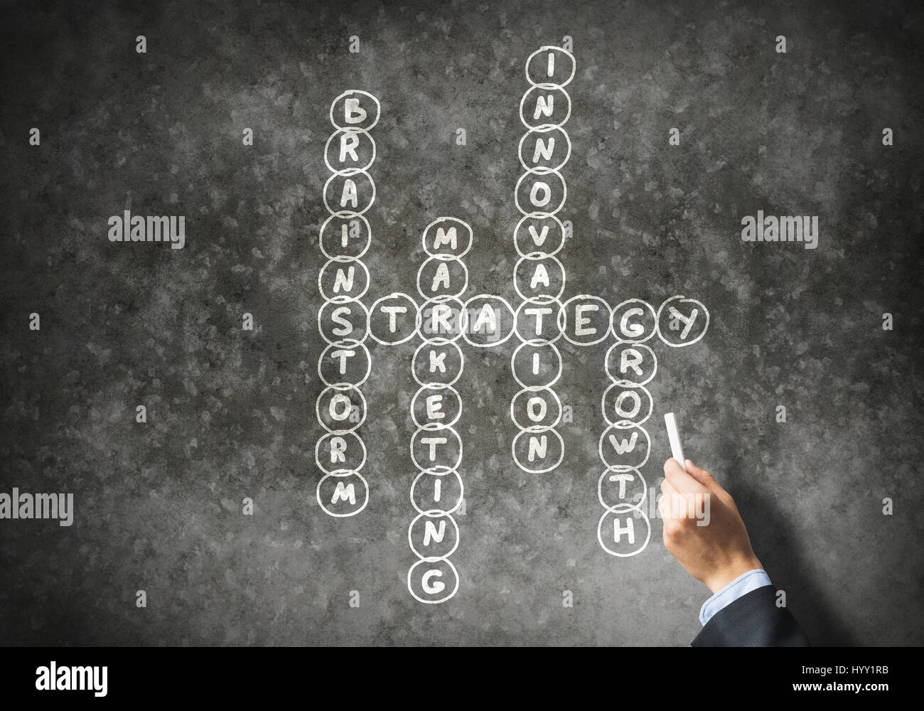 Seminar trainer draw on chalkboard Stock Photo - Alamy